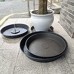 Bleuhome 3 Pack of 20 22 inch Plant Saucer (19.2 Inch Base), 3.6" Depth Tray, Large Deep Garden Plastic Flower Plant Trays for Indoors Outdoor, Tray for Planter 19-23" (Black)