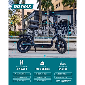 Gotrax Astro Electric Scooter with Seat for Adult Commuter,19 Miles Range&15.5Mph Power by 350W Motor, Folding Scooter with 14" Pneumatic Tire& Comfortable Wider Deck, E-Bike with Carry Basket Black