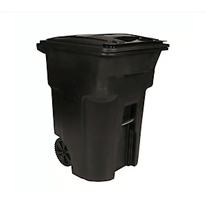 Generic 96 Gallon Black Outdoor Rolling Garbage/Trash Can with Wheels and Attached Lid ZP01730, like an amage