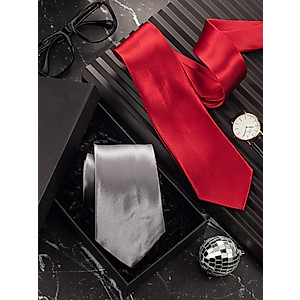 SATINIOR 9 Pieces Men's Slim Tie Skinny Necktie Solid Color Tie Retro Classic 3 Inches Skinny Ties, Multicoloured, One Size