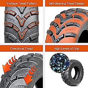 HALBERD 6PR ATV/UTV Tires, 25x8-12 All Terrain 15mm Tread Depth 25x8x12 Trail Sand Off-Road Tires, Set of 2 ATV Tires