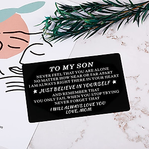 CYKARA Inspirational Christmas Gift for Son Wallet Insert Card, Black, 1 Piece, 12th, 16th, 18th, 21st, 30th Birthday, Christmas, Graduation, Valentine's Day