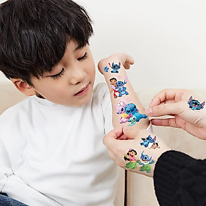 8 Sheets Temporary Tattoos Stickers For Lilo and Stitch, Lilo Birthday Party Supplies Decorations Party Favors, Gifts for Boys Girls School Classroom Rewards