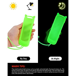 3Pcs Cover for Roku Remote with Cat Ears Design, Silicone Skin Case Compatible with Hisense/TCL Roku TV, Steaming Stick/Express, Universal Replacement Controller. Glow in The Dark Green/Blue/Purple