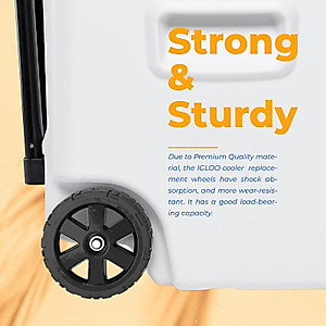 ZAITOE 4-inch Black Cooler Replacement Wheels kit for Igloo Coolers 5 Gal Beverage Rollers, for Igloo Ice Cube 60 & 70 qt Rollers, Igloo Coolers Silent Wheel Replacement Wheels Parts- 2 Pack