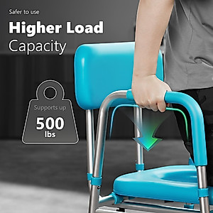 Width Adjustable Raised Toilet Seat with Padded Handles, 500lb Heavy Duty Toilet Seat Riser with Back for Elderly, Adjustable Height 3-in-1 Toilet Safety Frame with Soft Seat, Fits Most Toilets