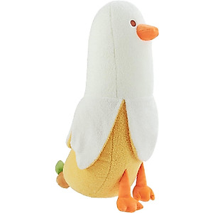 Banana Duck Plush Toy-12'' Weighted Duck Stuffed Animals, Elastic Duck Plush Stuffed Animals Banana Plushie Hugging Pillow, Throw Pillow, Body Pillow, Room Decoration Gift for Kids Girls Boys