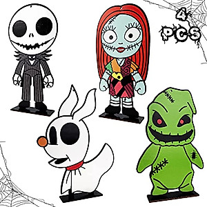 Halloween Table Decorations Nightmare Before Christmas Wooden Sign Jack Skellington and Sally Table Centerpieces for Home Holiday Party