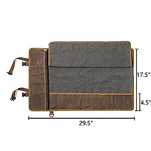 Denifiter Professional Chef's Knife Bag with Anti Cutting Fabric Inside, Heavy Duty 16oz Waxed Canvas Knife Roll, 11 Slots & Durable Handle Adjustable Shoulder Strap (Grey)