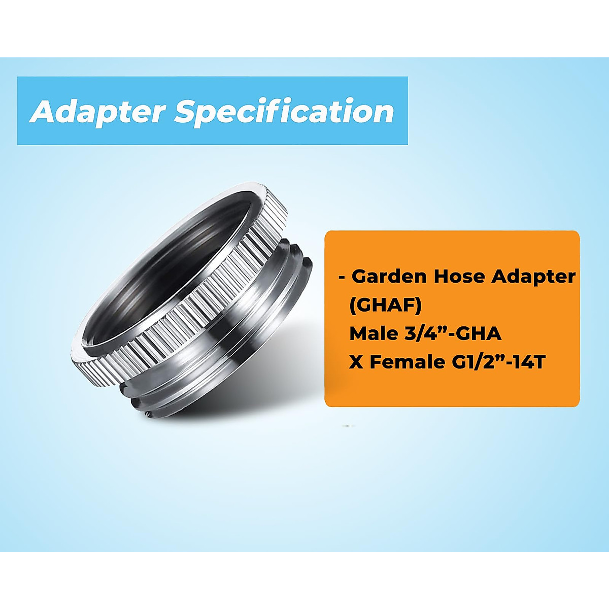 AVAbay GHAF Male 3/4" GHT to Female G1/2"-14T - Garden Hose to Faucet Diverter - Chrome Plated Solid Brass, Female to Male Adapter Fitting for Sink Tub Faucet, Water Filter System