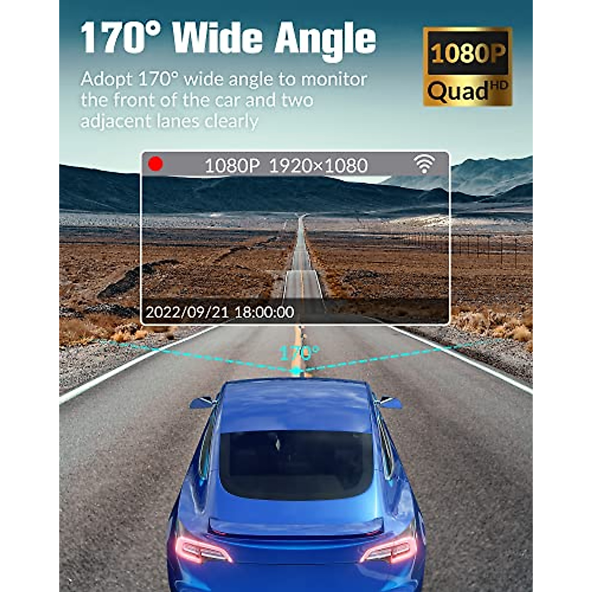 3 Channel Dash Cam Front and Rear Inside,1080P Full HD 170 Deg Wide Angle Dashboard Camera with 32GB SD Card,2.0 inch IPS Screen,Built in IR Night Vision,G-Sensor,Parking Mode,Loop Recording