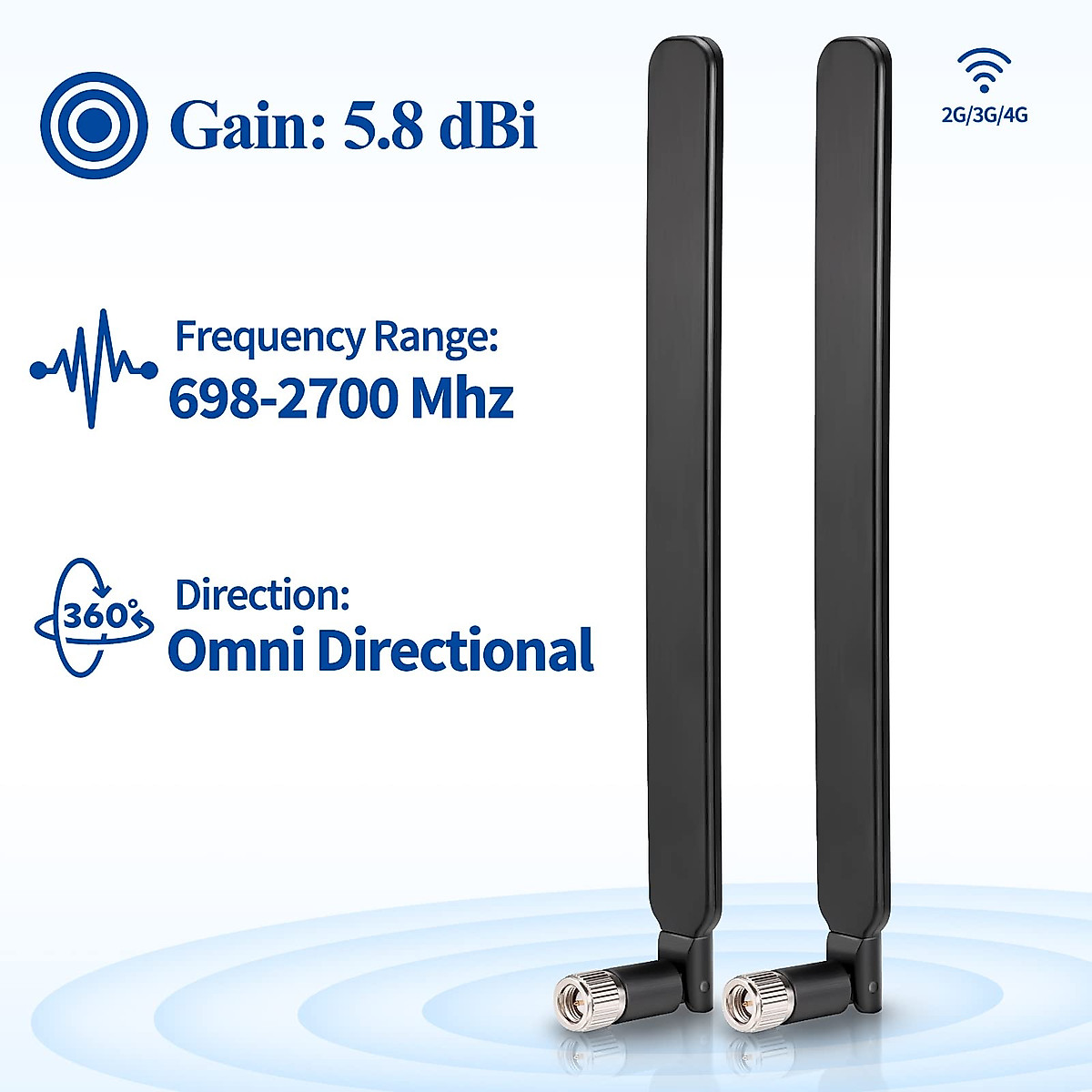 Bingfu SMA Male 4g LTE Antenna 6dBi (2-Pack) Compatible with Verizon AT&T T-Mobile Sprint 4G LTE Wireless Router CPE Hotspot IoT Gateway Modem Cellular Trail Camera