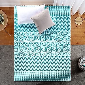 Zinus 1 Inch Green Tea Cooling Gel Memory Foam Zoned Support Mattress Topper, Full, Blue