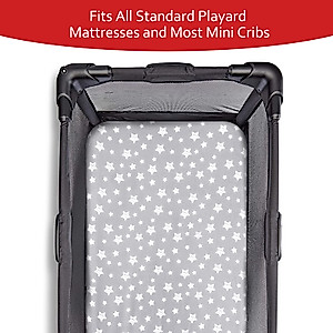 Pack and Play Sheets, 4 Pack Mini Crib Sheets, Stretchy Pack n Play Playard Fitted Sheet, Compatible with Graco Pack n Play, Soft and Breathable Material, Grey