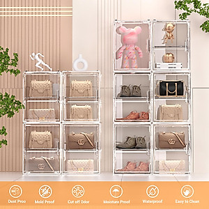 UTHIN 9Pack X-Large 2 Tiers Acrylic Display Case with Division Board, Clear Storage Box for Loungefly Backpack, Anti-Dust Stackable Bag Container Box with Magnetic Door