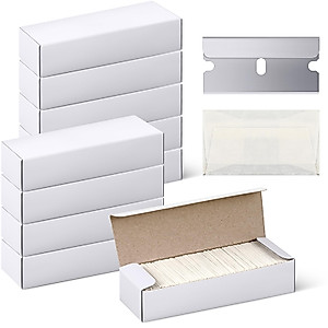 Lasnten 1000 Pcs Single Edge Razor Blades Industrial Scraper Razor Blades Safety Straight Edge Replacement Box Cutter Blades Glass Paint Scraper Razor Blades for Removing Labels, Decals, Stickers