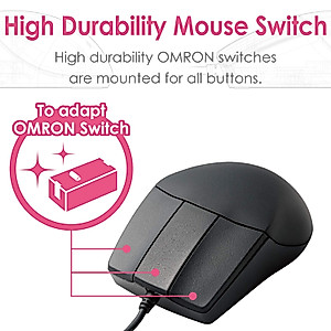 ELECOM -Japan Brand- Wired Connection, Basic 3D-CAD Mouse, No Scroll Wheel, 3 Button Computer Mouse with Smooth Optical Tracking, Blue LED, 600/1200 DPI, for Windows/Mac (M-CAD01UBBK)