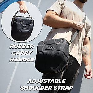 CASEMATIX Hat Travel Case for up to 5 Baseball Caps with Crush-Resistant Hard Shell Outer, Adjustable Shoulder Strap and Comfortable Handle - Portable Hat Case Carrier for Travel and Hats Storage