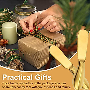 HUIGT Golden Stainless Steel Butter Knife Multipurpose Cheese and Butter Spreader Knive Condiment Knives, Cheese Knife for Home Kitchen Use (4 Pcs), 5.3inch*1inch (A004)