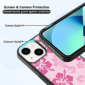 Pink Hibiscus Phone Case Compatible with iPhone 13 Mini 5.4 Inch - Shockproof Protective TPU Cute Flower Printed Phone Case Designed for iPhone 13 Mini Case for Men Girls Women