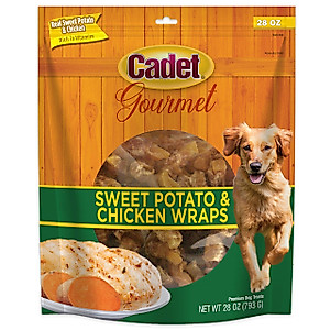 Cadet Gourmet Sweet Potato & Chicken Wraps Dog Treats - Healthy and Natural Chicken and Sweet Potato Dog Training Treats for Small & Large Dogs - Inspected & Tested in USA (28 oz.)