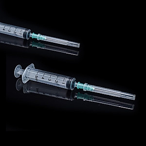 Disposable Sterile Lab Supplies 5ml Syringe with 21Ga 1.5inch Needle, Individually Packed 100Pack