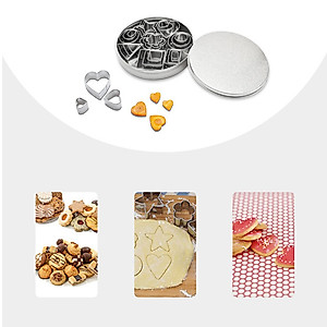 Homy Feel Mini Geometric Shaped Cookie Biscuit Cutter Set 24 Rectangle Square Heart Triangle Round Tiny Circle Baking Stainless Steel Metal Molds