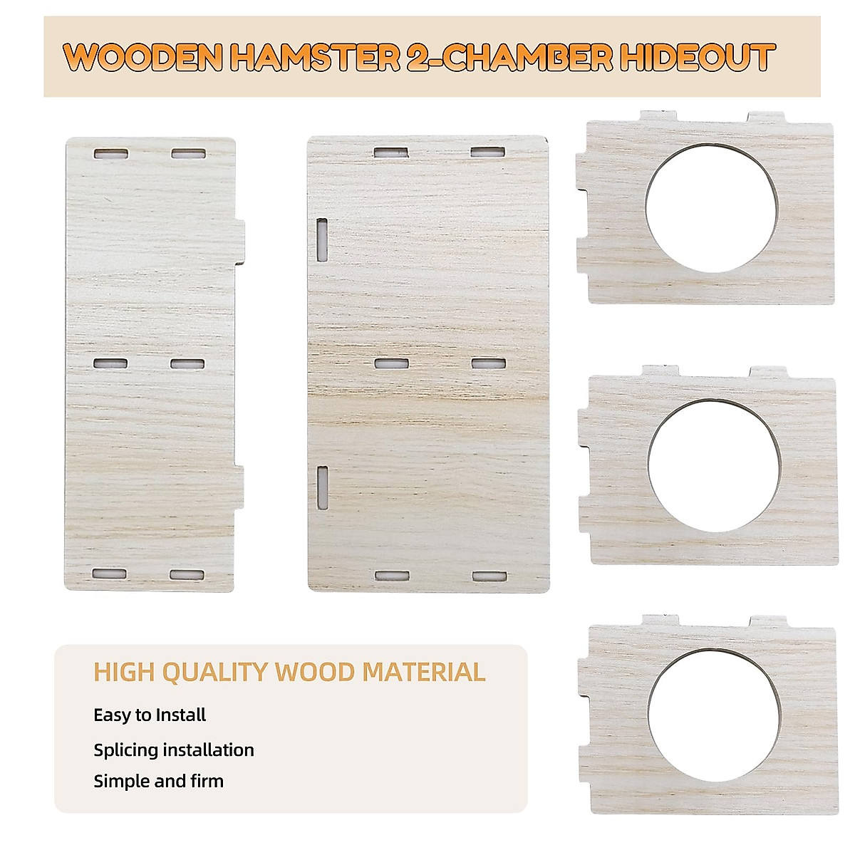 Hamiledyi Wooden Hamsters 2-Chamber Hideout-Tunnel Multi Chamber Exploring Toy Hamster Exploring Labyrinth Tunnel Toy for Hamsters Mice