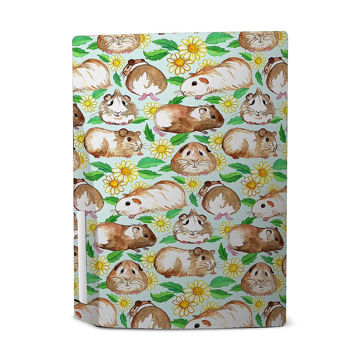 Guinea Pigs and Daisies in Watercolour On Mint Art Mix Vinyl Faceplate Sticker Gaming Skin Case Cover Compatible with Sony Playstation 5 PS5 Disc Edition Console