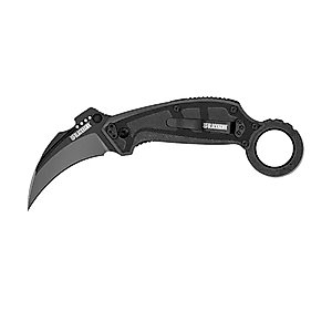 BLACKHAWK Garra III Knife Karambit Tactical Sideliner, 2-1/4 Inch D2 Tool Steel Blade, Black G10 Handles, BH15G3201BK