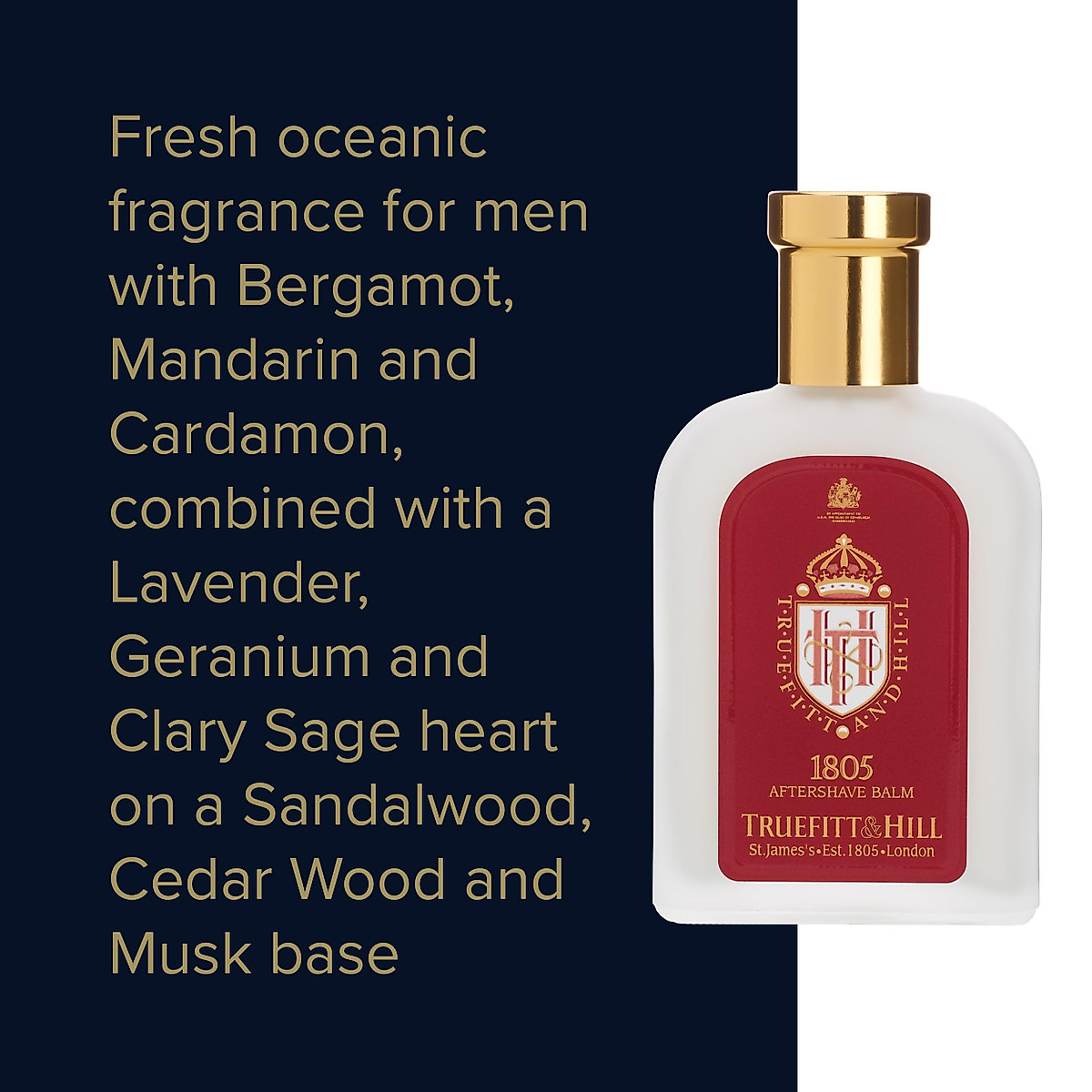 Truefitt & Hill Luxury Aftershave Balm - 1805 - Premium Soothing Moisturizer with Aloe Vera Extract - Ideal for Sensitive Skin, Razor Burn Relief, and a Silky Smooth Finish - 3.38 oz.