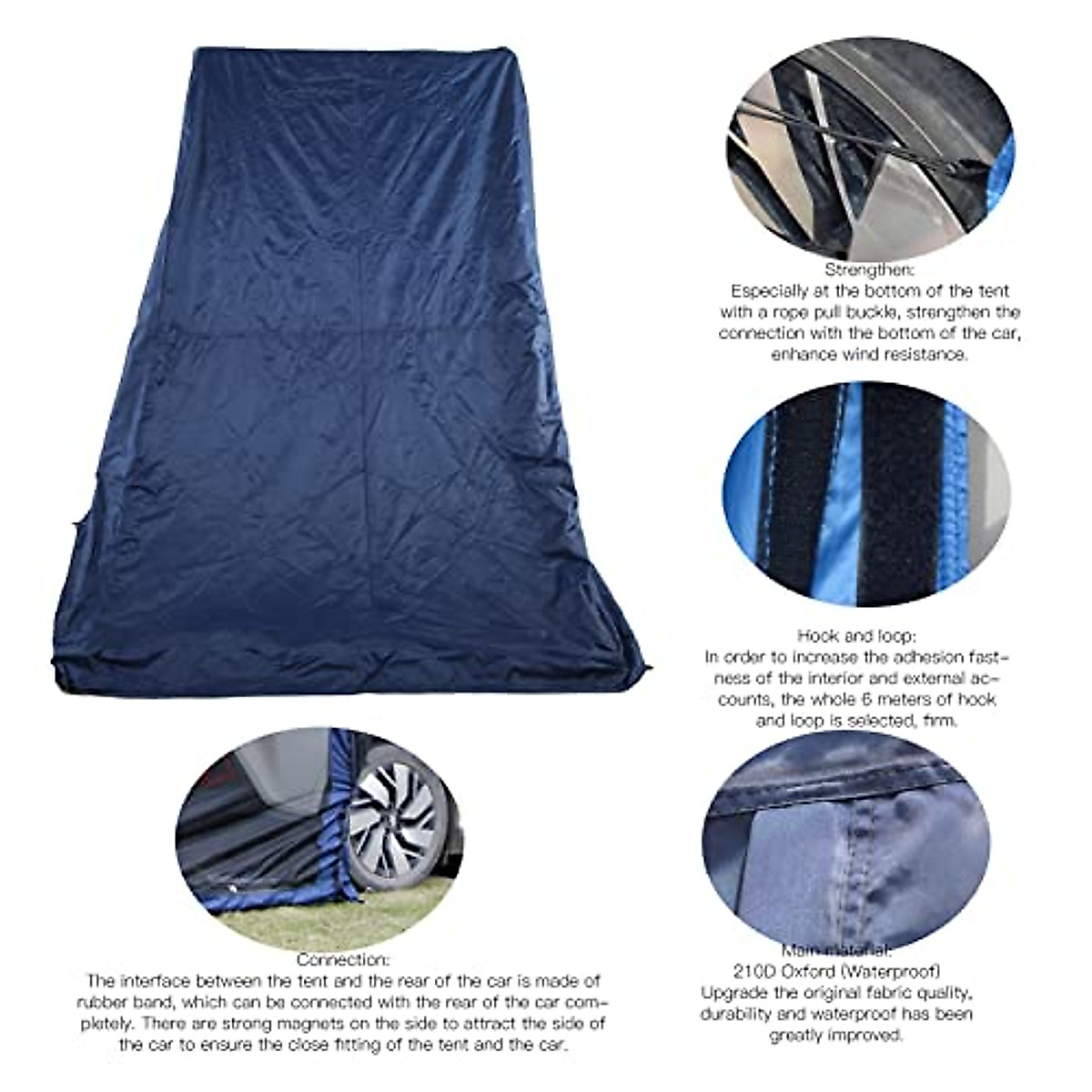 FASJ SUV Tent, Portable Waterproof Tailveil Tent Awning Sun Shelter Double Rainproof Design Hook and Loop Fixing, Travel Bird Car Rear Tent for Outdoor Camping Hiking Travel Easy Installation