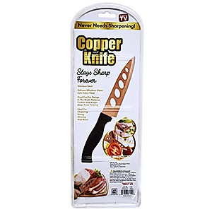 Set of 4 Copper Knives! 6.25" Blade - As Seen on TV Never Sharpen Knives! Stays Sharp Forever! Effortless Clean Cuts Every Time! Ideal for Chopping, Dicing, Mincing, and More! (4)