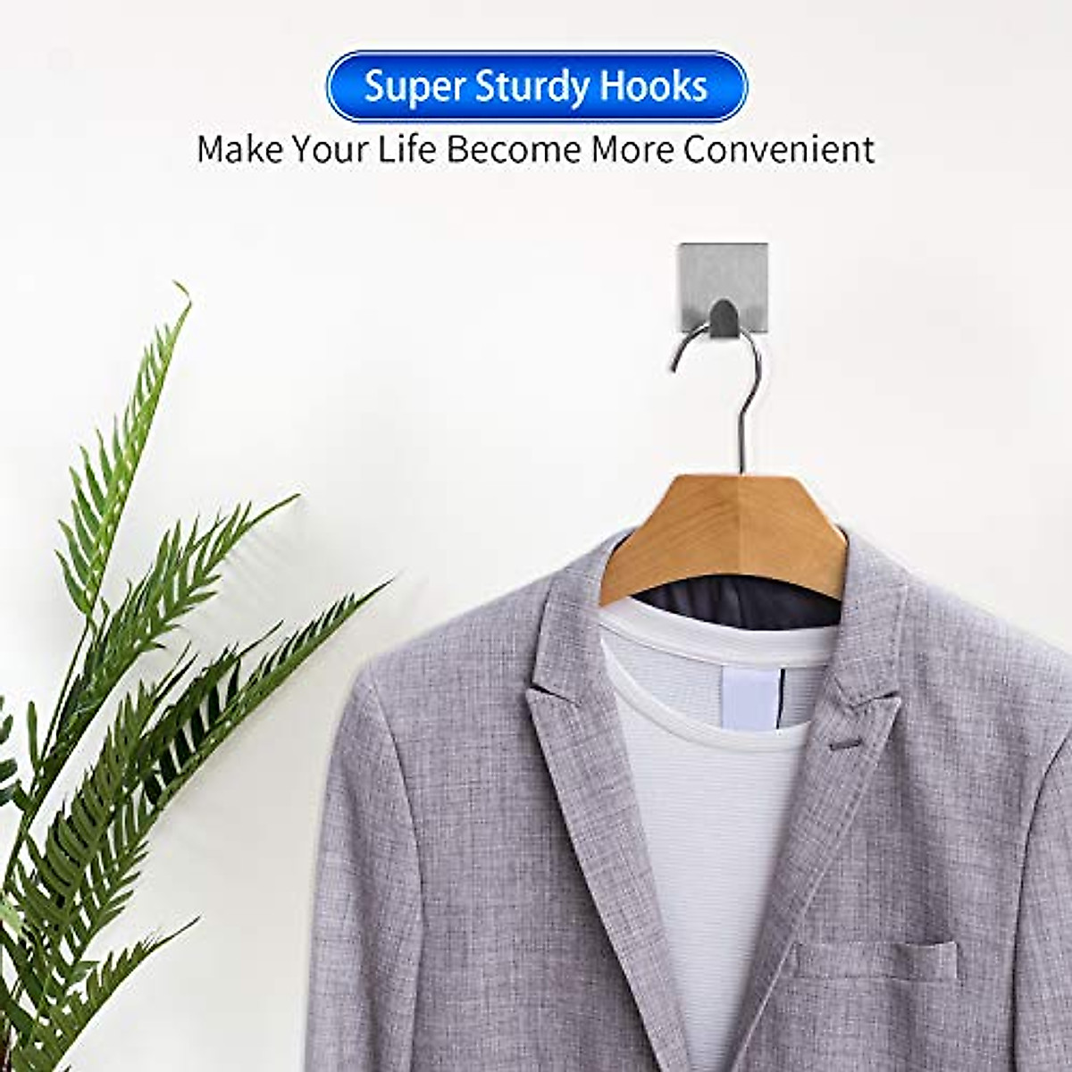 KONE Adhesive Towel Hooks Stainless Steel 4 Piecs (No Need to Put Holes)