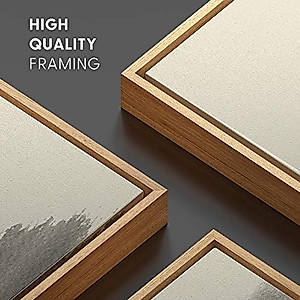 NWT Framed Wall Art Print Set Smoky Faded Black Watercolor Strokes Abstract Shapes Illustrations Modern Art Bohemian Colorful Pastel for Living Room, Bedroom, Office - 16"x24"x3 Natural