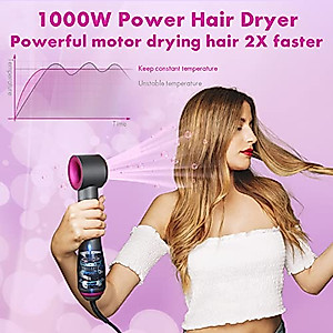 Hair Dryer Brush Set - KOOVON 4 in 1 Blow Dryer Brush in one, Negative Ion Blowout Brush Detachable Hot Air Brush for Drying/Straightening/Curling, One-step Volumizer Styler Brush with Ceramic Coating