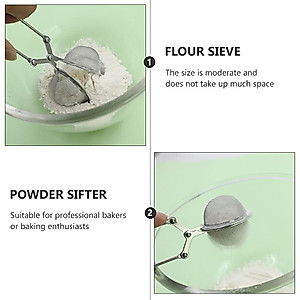 2Pcs Powdered Sugar Duster Flour Duster Wand for Baking Round Flour Sieve Strainer Colander Baking Straining for Sugar Flour and Spices