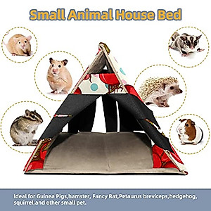 Y-DSIWX Guinea Pig Hideout House Bed, Hand Drawn Red Tomato Dots Pattern Rabbit Cave, Squirrel Chinchilla Hamster Hedgehog Nest Cage