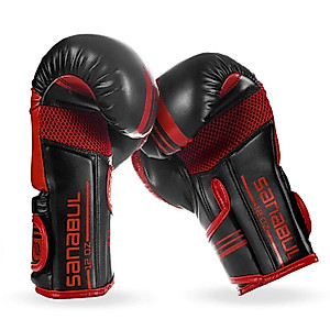 Sanabul Core Gel Training Boxing Gloves for Men and Women Advanced Muay Thai and Kickboxing Gloves Heavy Bag & Boxing Sparring - Black/Red, 16 oz