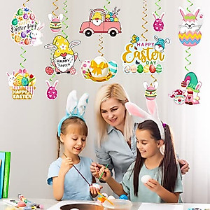 36 Pcs Easter Decorations Hanging Swirls, NO-DIY Easter Party Decorations, Easter Party Supplies Whirls Glitter Foil Ceiling Swirls, Easter Hanging Decorations