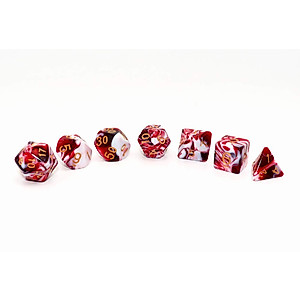 CREEBUY DND Dice Set Red Mix White Dice for Dungeon and Dragons D&D MTG 7-Die RPG Polyhedral Dice