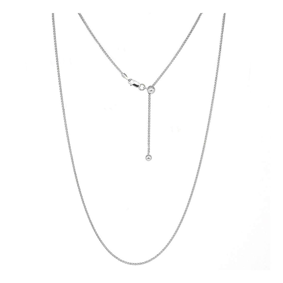 ARGENTO REALE Adjustable Wheat Chain Necklace, 925 Sterling Silver Necklace for Women, Bolo Necklace, Adjustable Chain For All Pendants