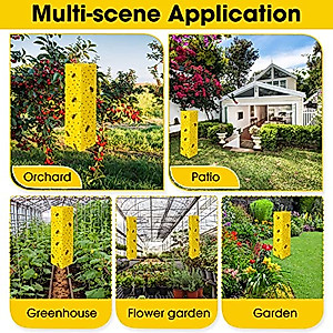 Fruit Fly Traps Yellow Sticky Traps for Gnats Fruit Fly Triangular Hanging Fly Traps with Hook for House Indoor Outdoor Fly Sticky Trap Pest Control Traps for Mosquito, Flying Insect (16 Pieces)