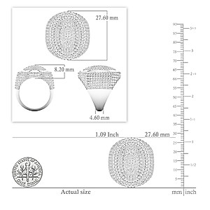 Dazzlingrock Collection Round Lab Grown White Diamond Oval Cluster Studded Statement Ring for Him (4.75 ctw, Color H-I, Clarity SI2) in 925 Sterling Silver, Size 9