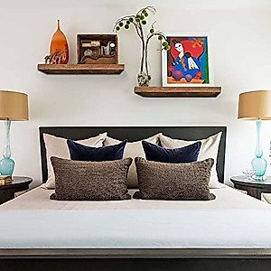 QEEIG Floating Shelves Wall Shelf 24 inches Long Farmhouse Bathroom Decor Bedroom Kitchen Living Room Wall Mounted 24 x 9 inch Set of 2, Rustic Brown (008-60BN)