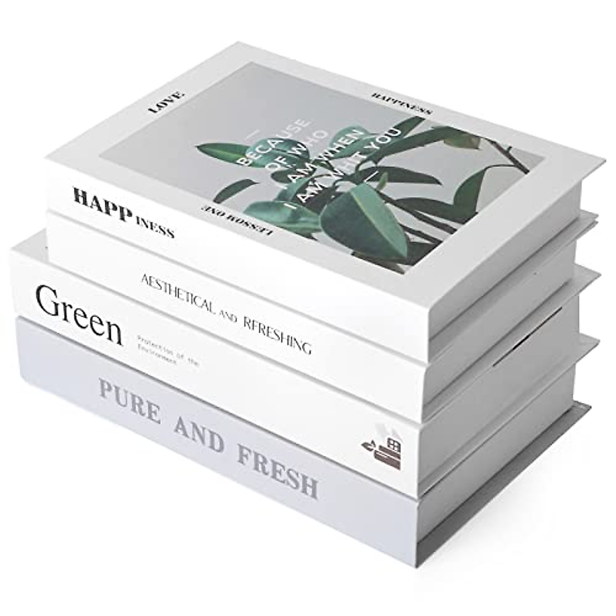 4 Pieces Faux Books for Decoration - Modern Fashion Decorative Books Set for Hardcover Home Decor, Fake Book Stacks Display for Office Bar Coffee Table Rustic Farmhouse Bookshelf