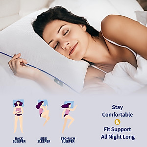 CHUN YI Shredded Memory Foam Pillows Queen Size Set of 2, Bed Pillows for Sleeping 2 Pack for Back Stomach Side Sleepers, Firm Pillows with Removable Cover 20x30 in