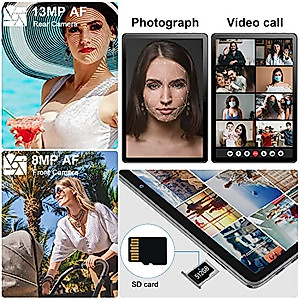 2023 Newest 2 in 1 Tablet 128GB Storage+1TB Expand 10 inch Tablets, 2.4G&5G WIFI Tablet PC, Android Tablet with Keyboard, Octa Core, HD Touchscreen,13MP Dual Camera, GMS Tablet with Case Mouse (Gray)