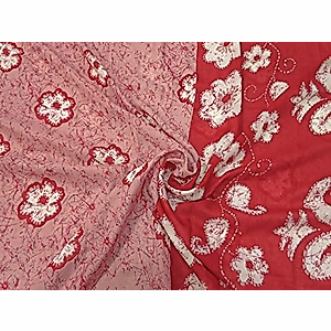 Peegli Vintage Indian Pink Georgette Art Décor DIY Fabric Casual Sarong Wrap Printed Textile