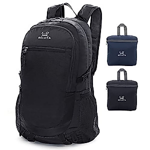 BEIJITA 40L Hiking Backpack Lightweight Packable Backpack,Waterproof Foldable Hiking Daypack Outdoor Sports Travel Camping Backpack for Women Men(Black)
